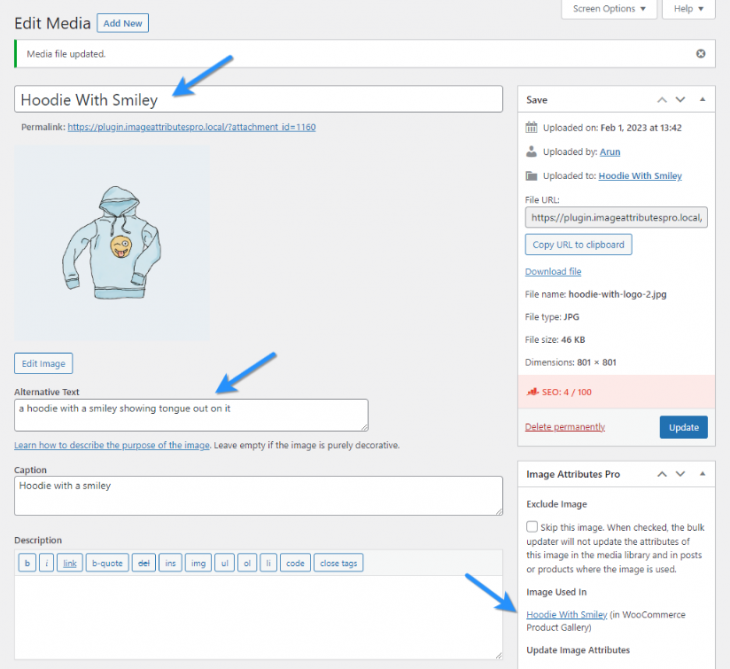 Copy Image Attributes To Post Html While Updating In Media Library